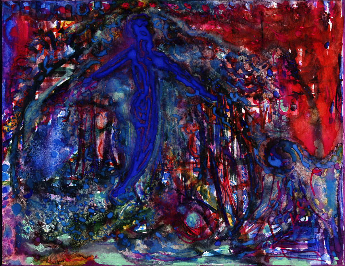 Blue Figure - Giclée Stretched Canvas Print – Misha Bittleston Visual Art